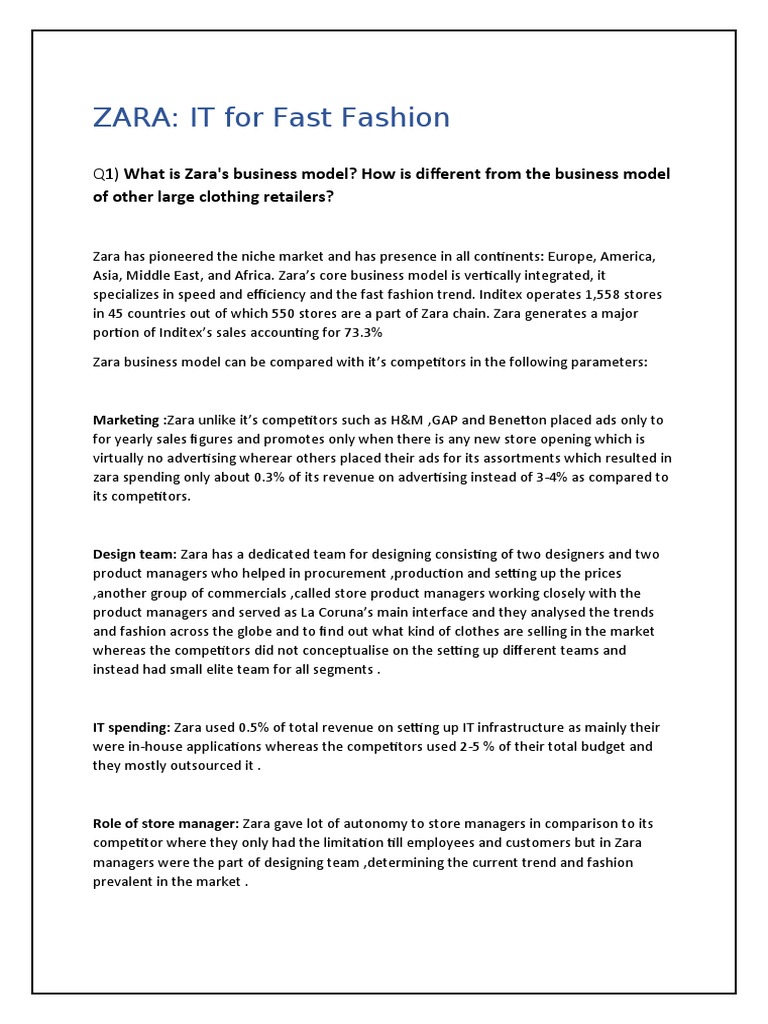 Zara MIS Case Study | PDF | Point Of Sale | Operating System