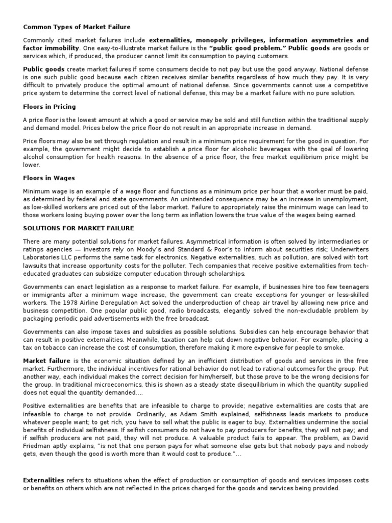 Common Types of Market Failure | PDF | Externality | Market Failure