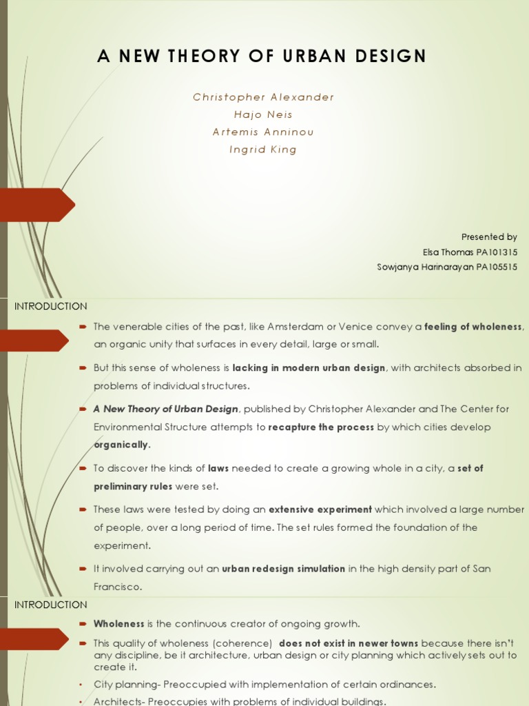 A NEW THEORY OF URBAN DESIGN Book Review PDF | PDF | Urban Design | Theory