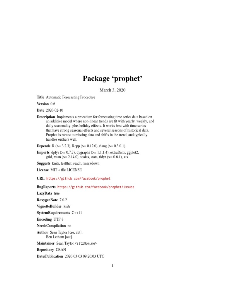 Prophet PDF | PDF | Cross Validation (Statistics) | Forecasting