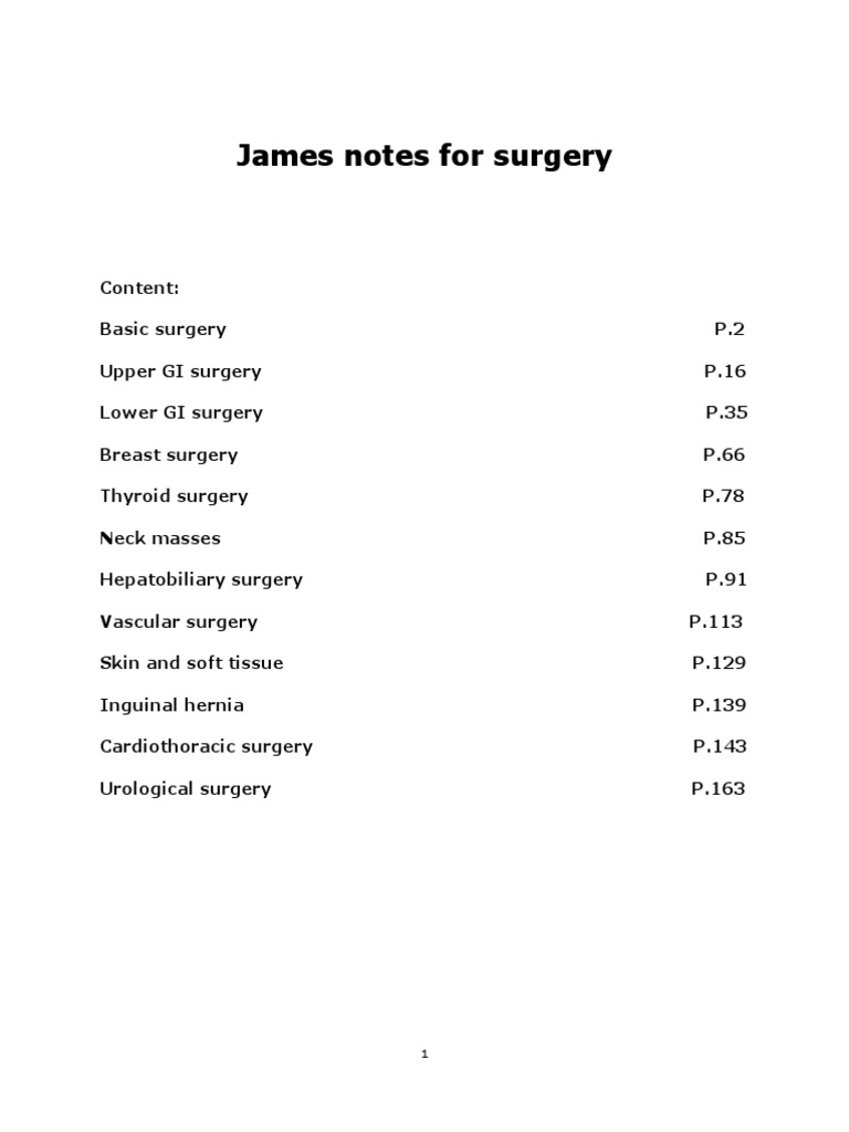 James Notes For Surgery | PDF | Esophagus | Clinical Medicine