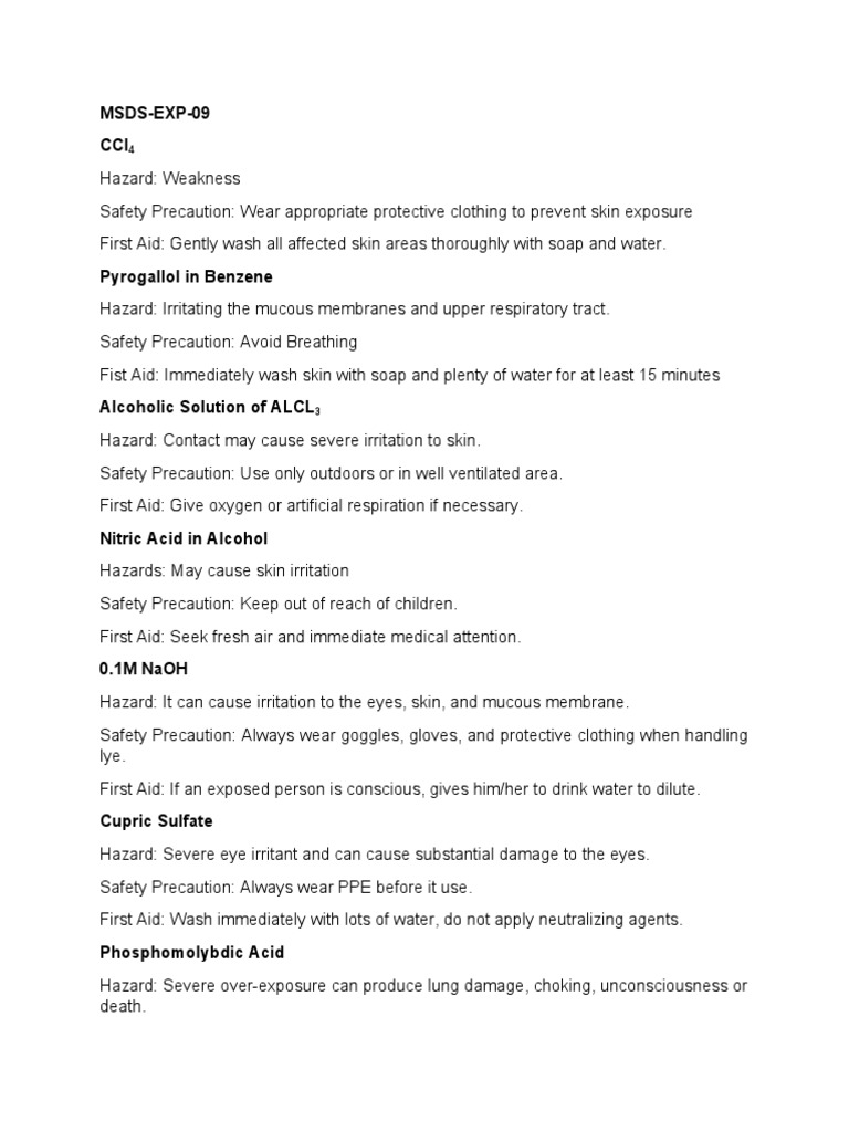 Msds-Exp-09 CCL | PDF