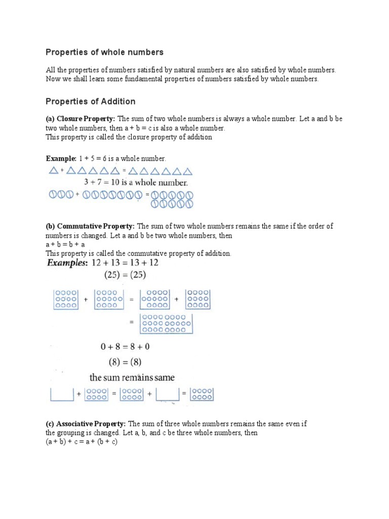 Properties of Whole Numbers | PDF | Natural Number | Numbers