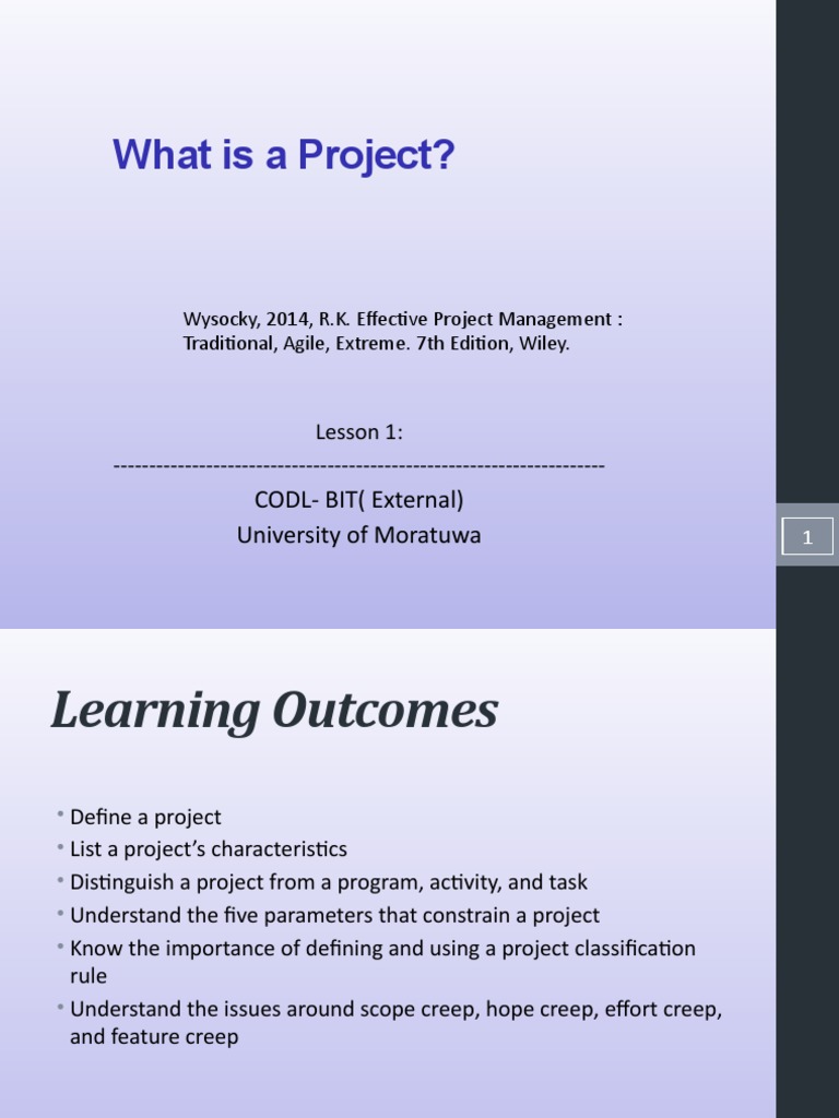 What Is A Project?: CODL-BIT (External) University of Moratuwa | PDF | Scope (Computer Science ...