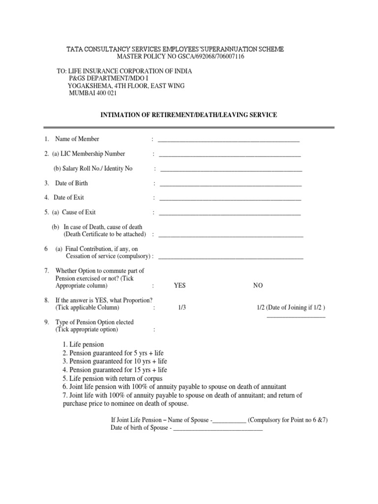 Artifact 1 Superannuation Settlement Form | PDF | Pension | Life Insurance