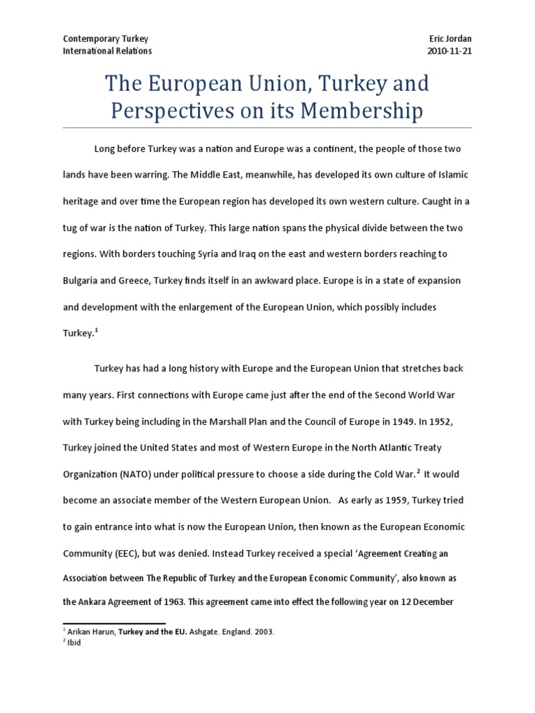 The European Union, Turkey and Perspectives On Its Membership | PDF ...