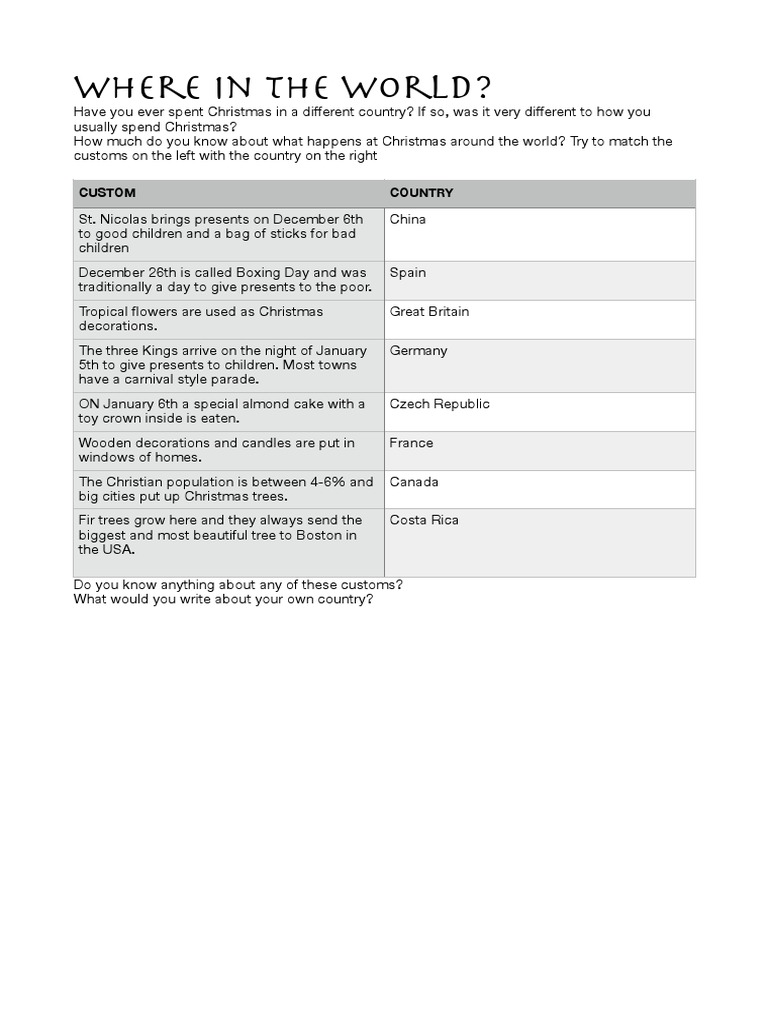 Christmas Traditions Around the World: Matching Cultural Customs with ...