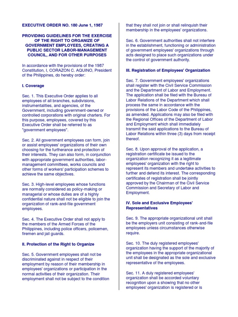 Eo 180 | PDF | Executive Order | Employment