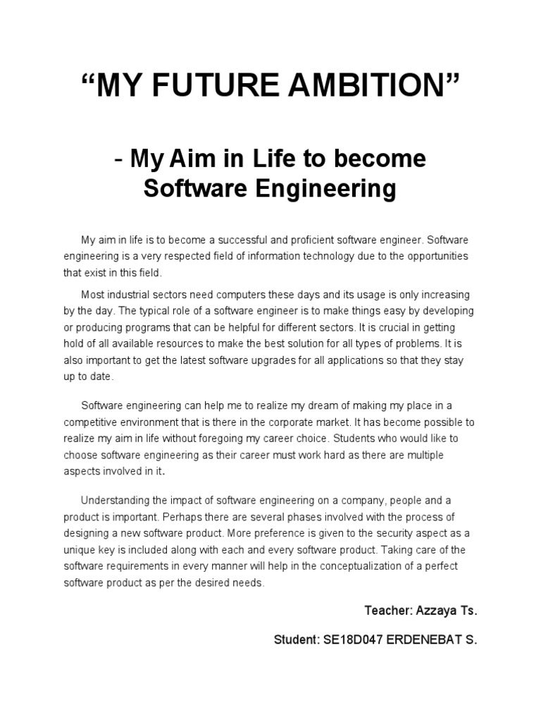 "My Future Ambition": - My Aim in Life To Become | PDF