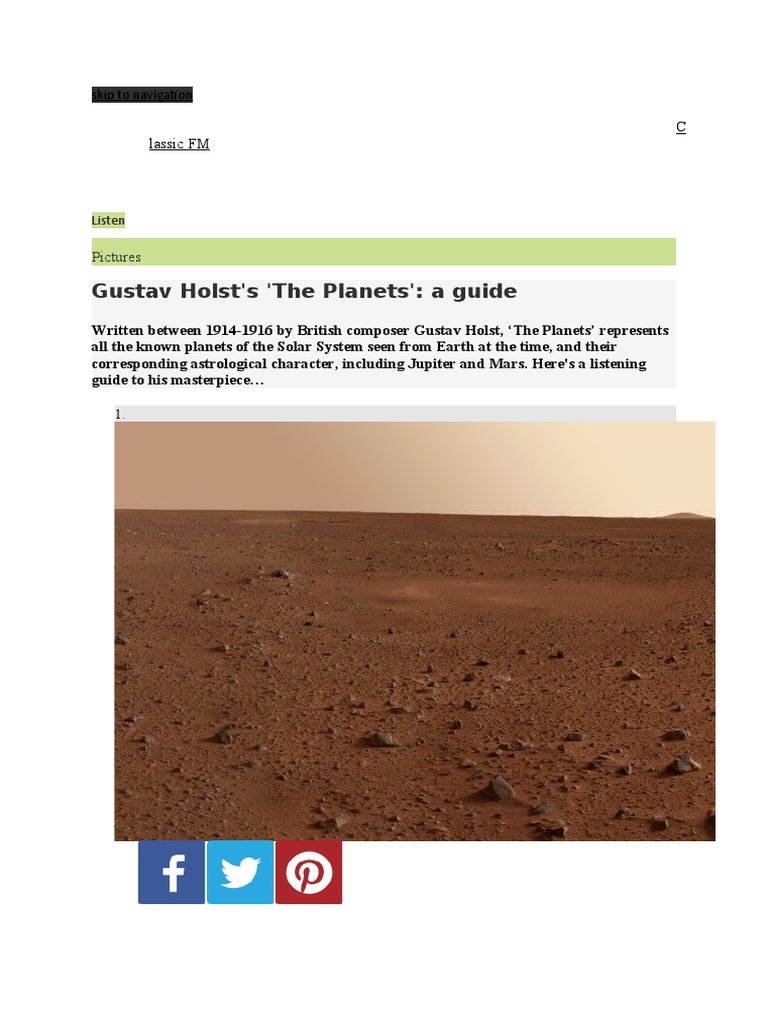 Gustav Holst's 'The Planets': A Guide: C Lassic FM | PDF | The Planets ...