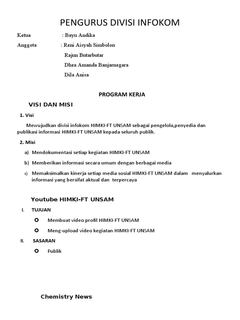 Pengurus Divisi Infokom | PDF