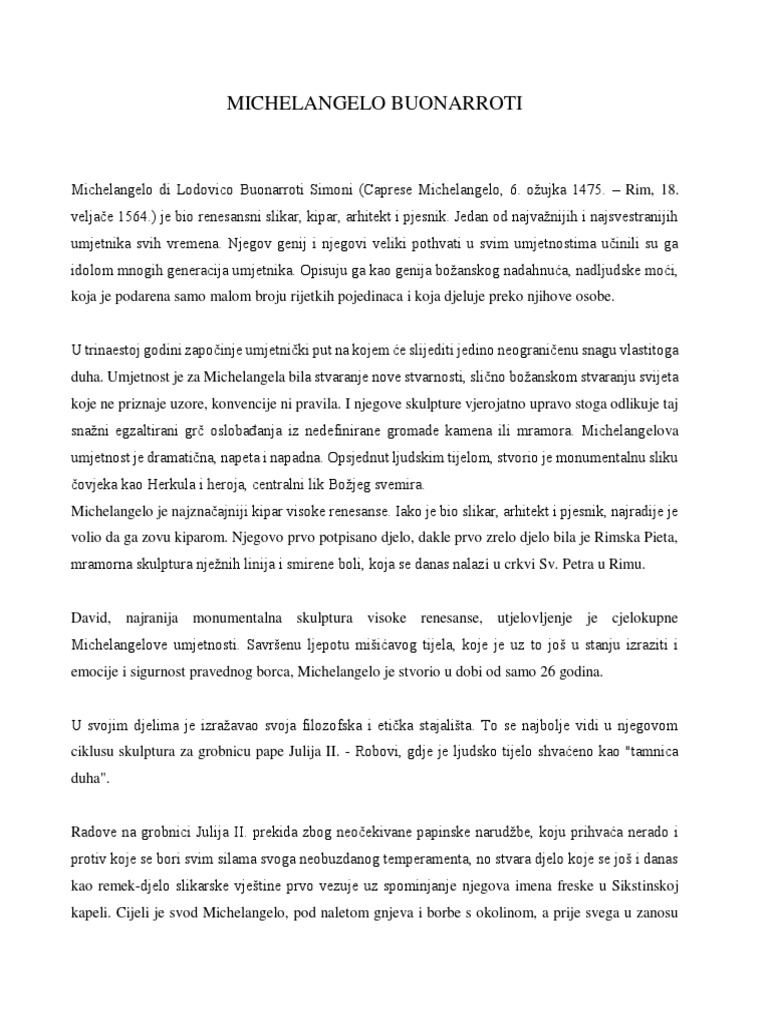 Michelangelo Buonarroti | PDF