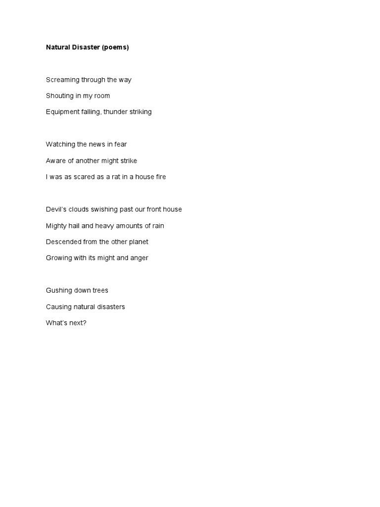Natural Disaster POEM | PDF