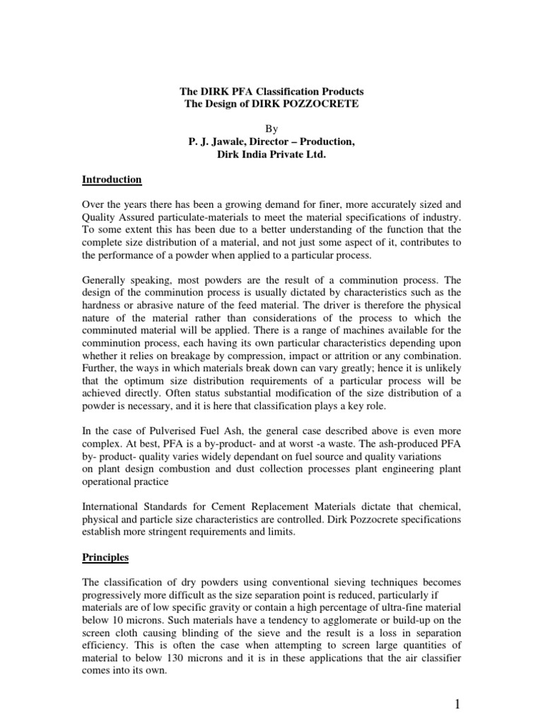 The DIRK PFA Classification Products 01 | PDF | Fly Ash | Glasses