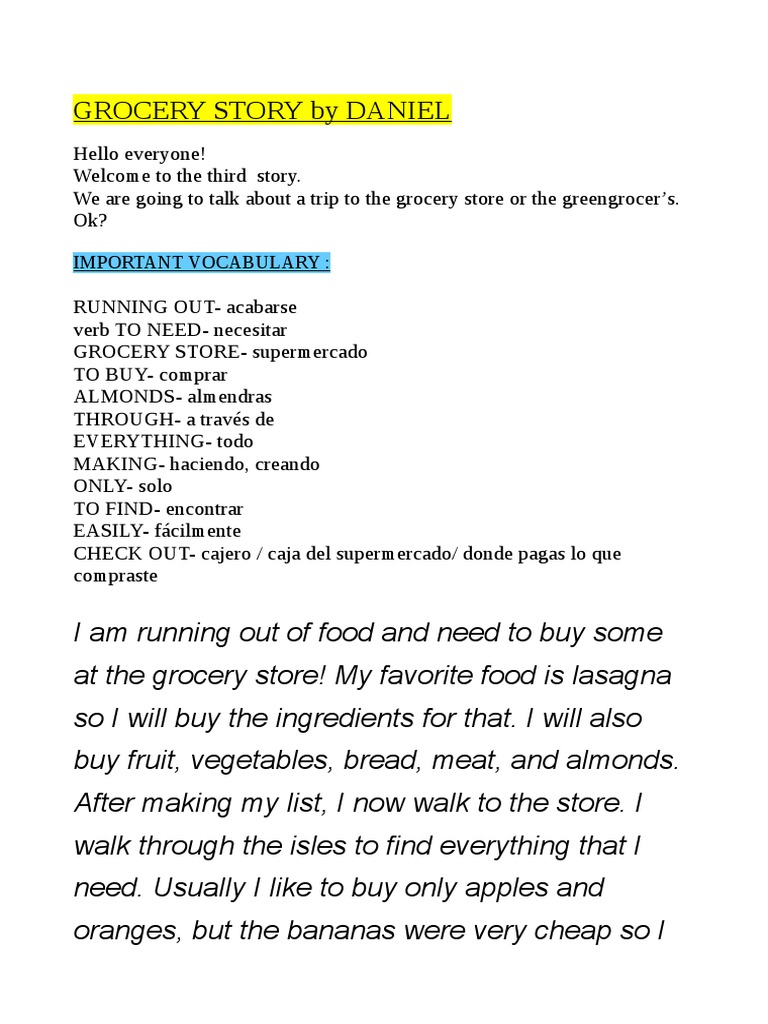 Grocery Store Adventure Story | PDF | Grocery Store | Lasagne