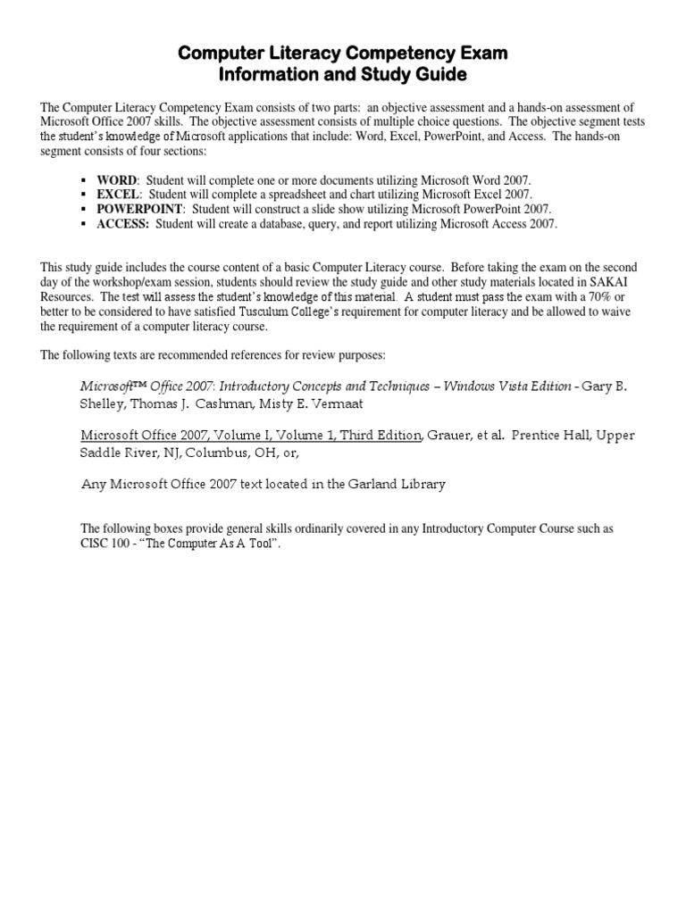 Computer Literacy Competency Exam Study Guide PDF | PDF | Typefaces ...