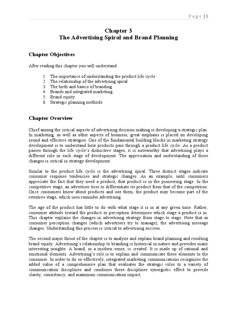 The Advertising Spiral and Brand Planning: Chapter Objectives | PDF ...