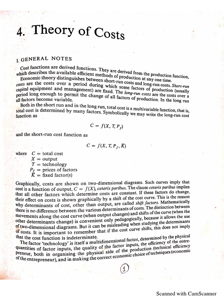 Theory of Cost | PDF