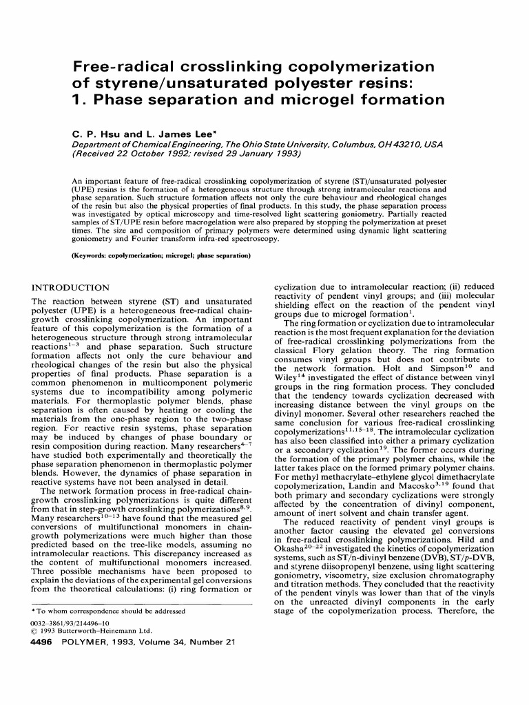 Free-Radical Crosslinking Copolymerization of Styrene/unsaturated ...