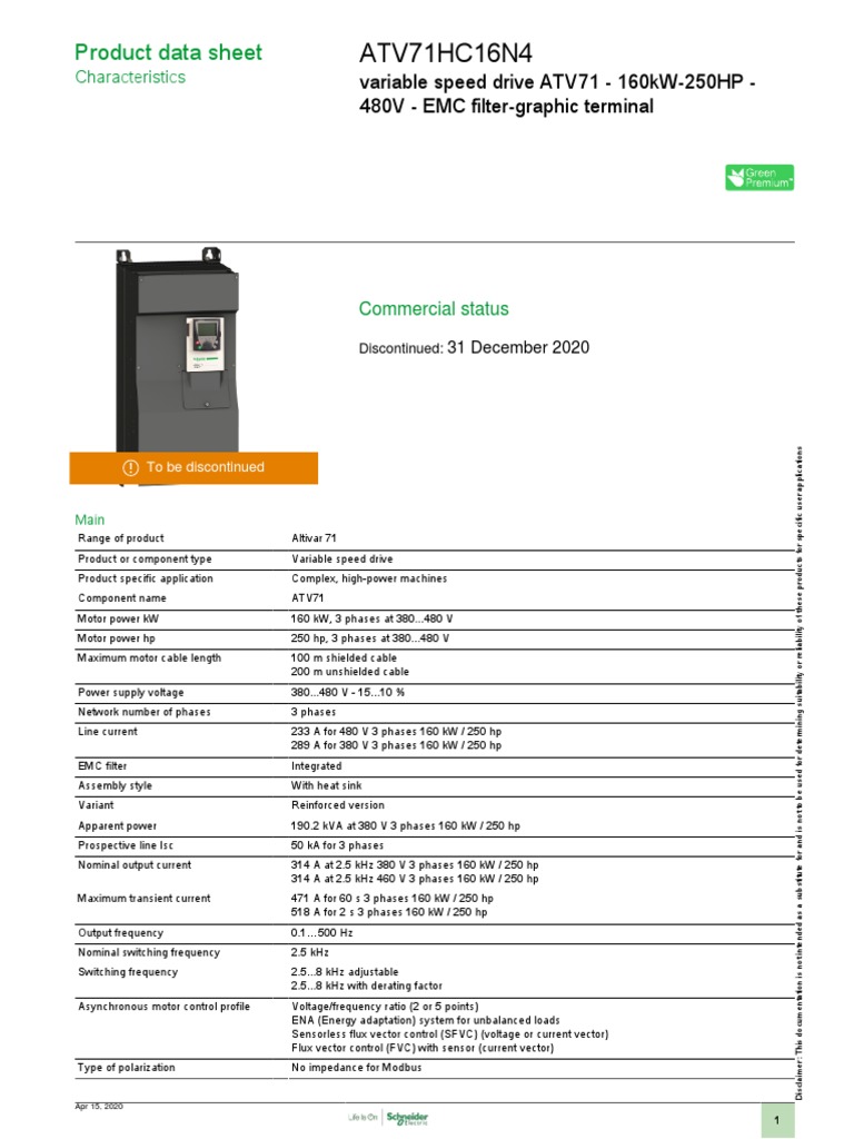 Altivar 71 - ATV71HC16N4 | PDF | Electric Motor | Power Supply