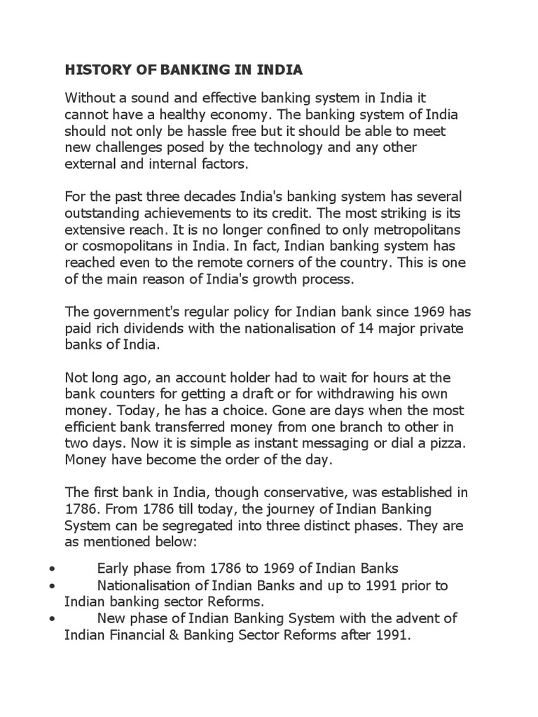 History of Banking in India | PDF | Business