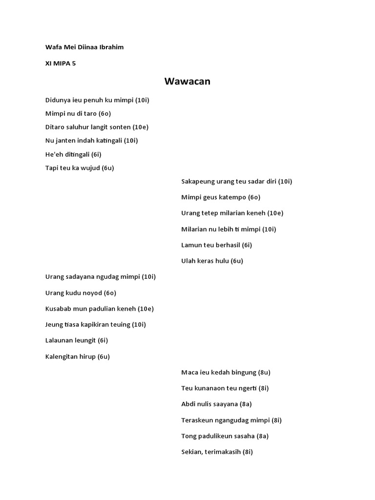Wawacan Bahasa Sunda | PDF