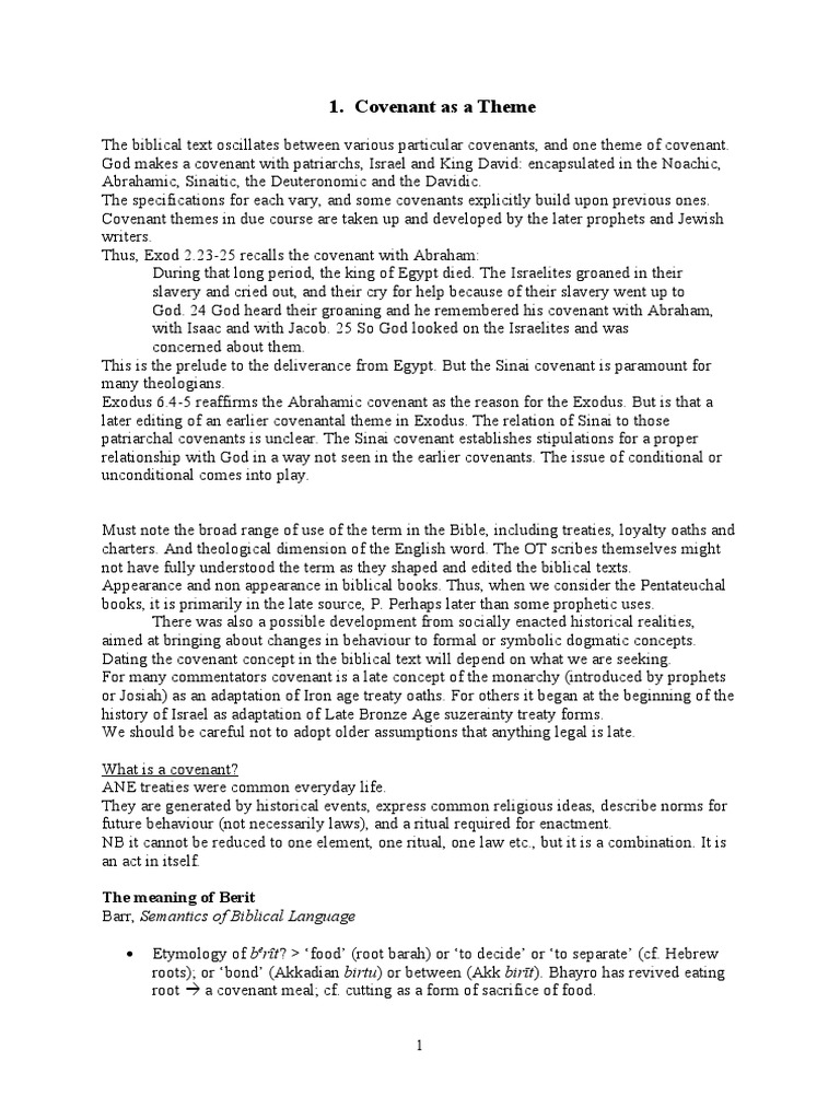 Covenant As A Theme | PDF | Covenant (Biblical) | Book Of Exodus
