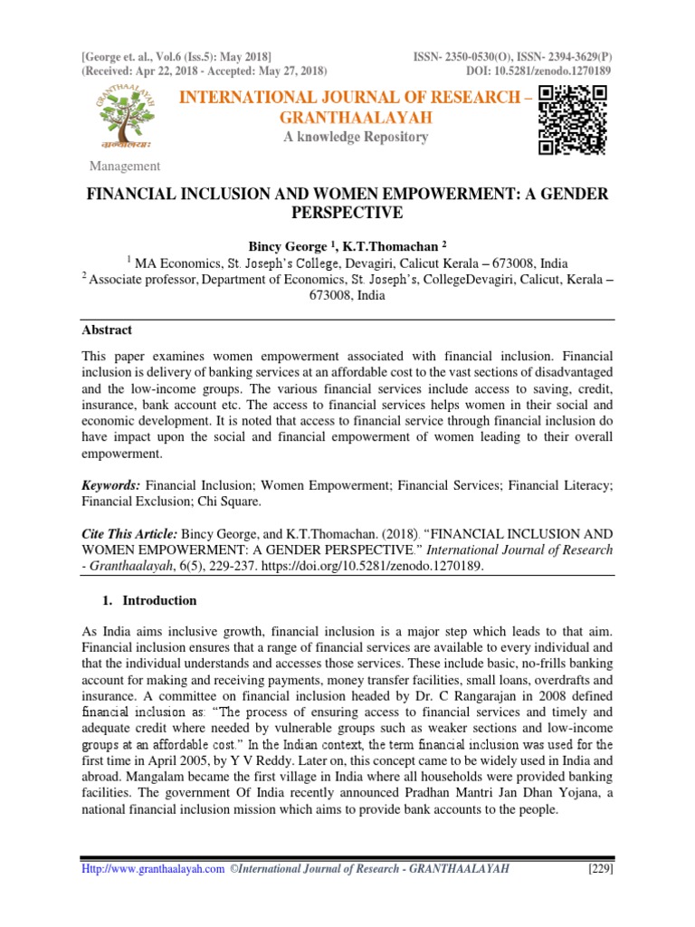 Financial I and Women Empowerment | PDF | Financial Inclusion | Social ...