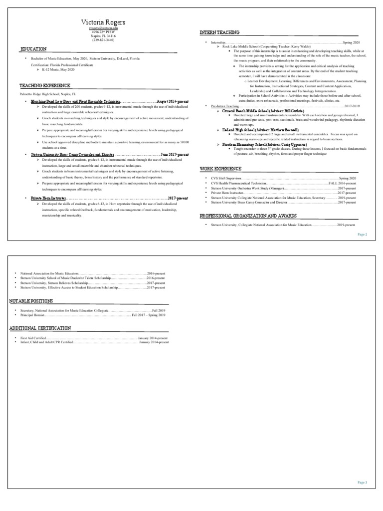No References VR Four Page Resume 2020 Finale-1 1 | PDF | Pedagogy ...
