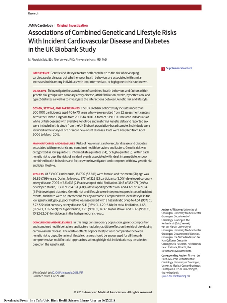 Said2018 PDF | PDF | Cardiovascular Diseases | Single Nucleotide ...