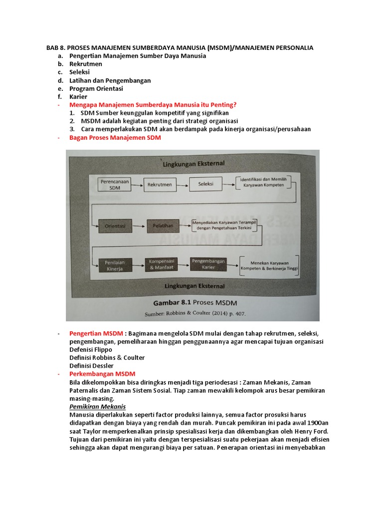 Bab 8 Proses Manajemen Sumberdaya Manusia (MSDM) PDF | PDF