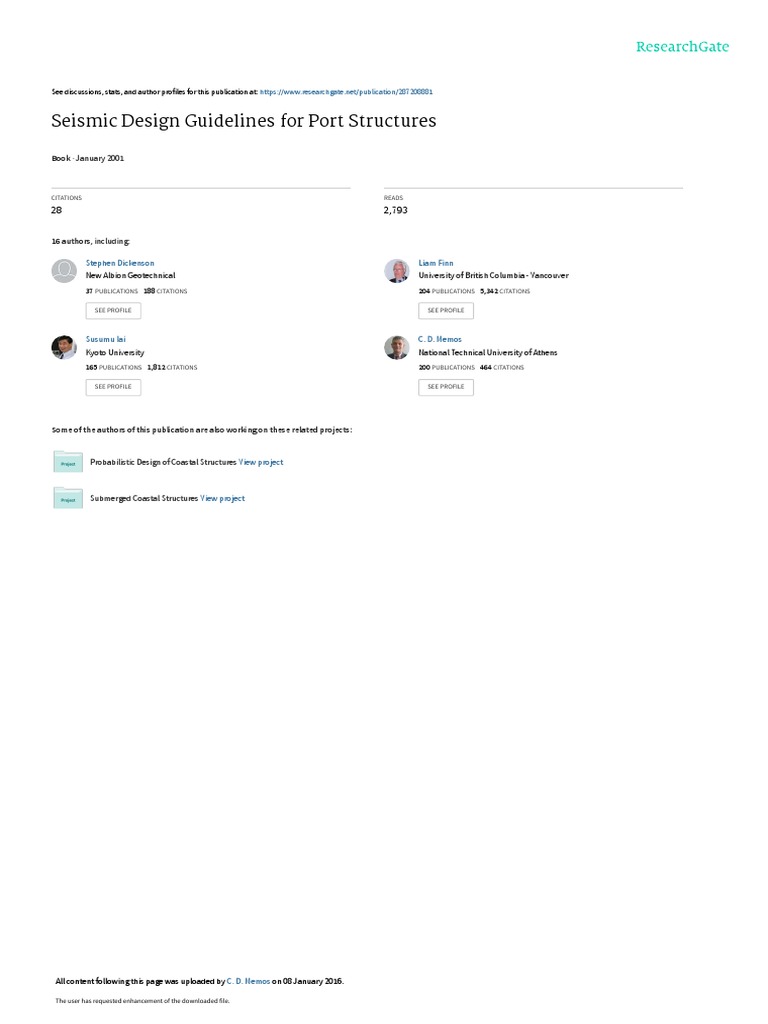 Seismic Design Guidelines For Port Structures: January 2001 | PDF