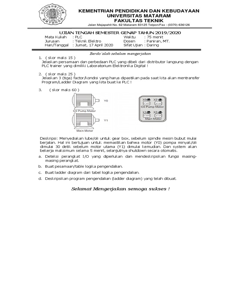 Soal PLC UTS 2020 PDF | PDF