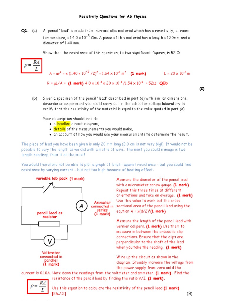 Determining Resistivity: A Laboratory Experiment Using Pencil Lead ...