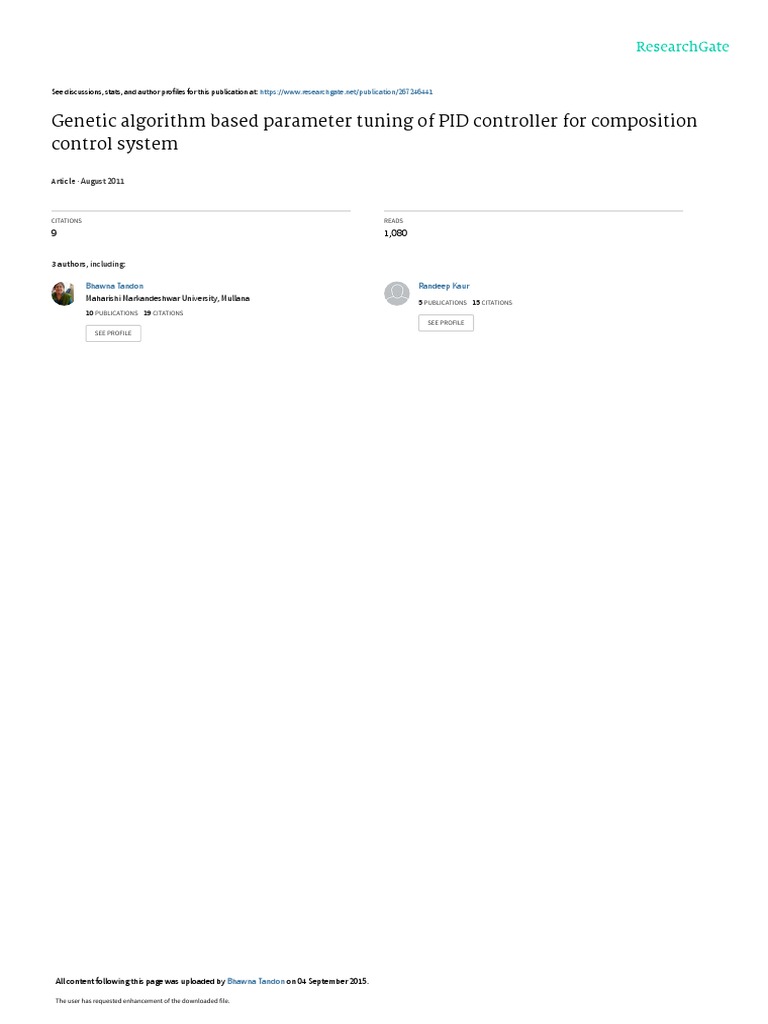 Genetic Algorithm PID Tuning Guide | PDF | Control Theory ...
