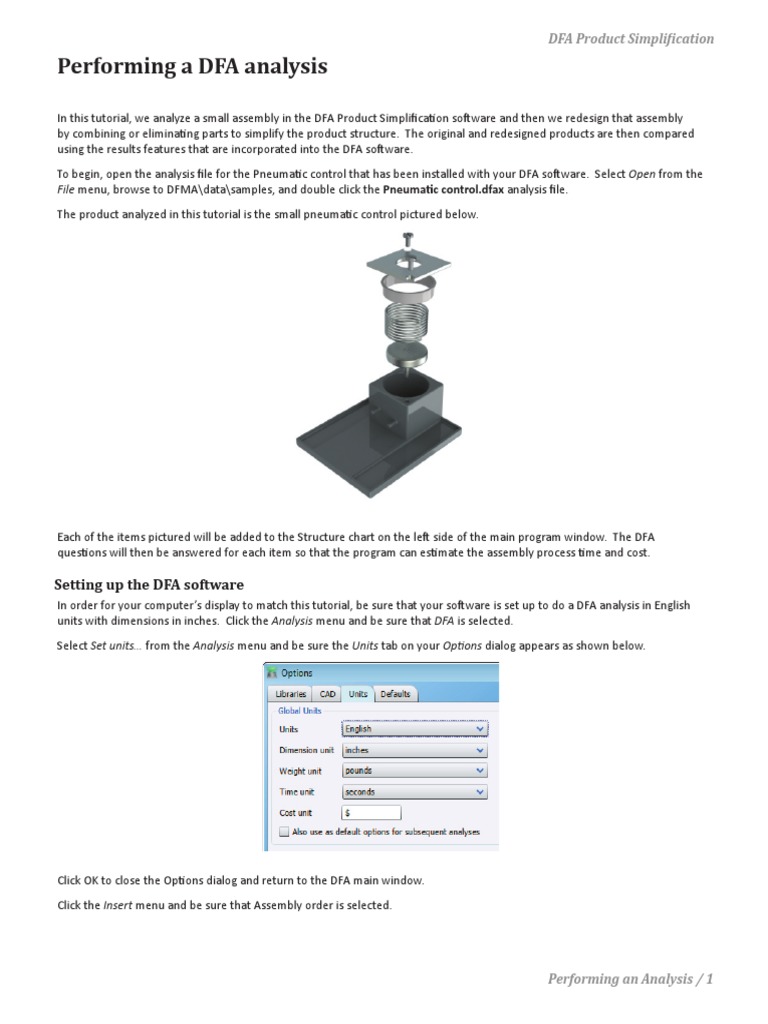 DFA Analysis for Pneumatic Control | PDF | Screw | Menu (Computing)