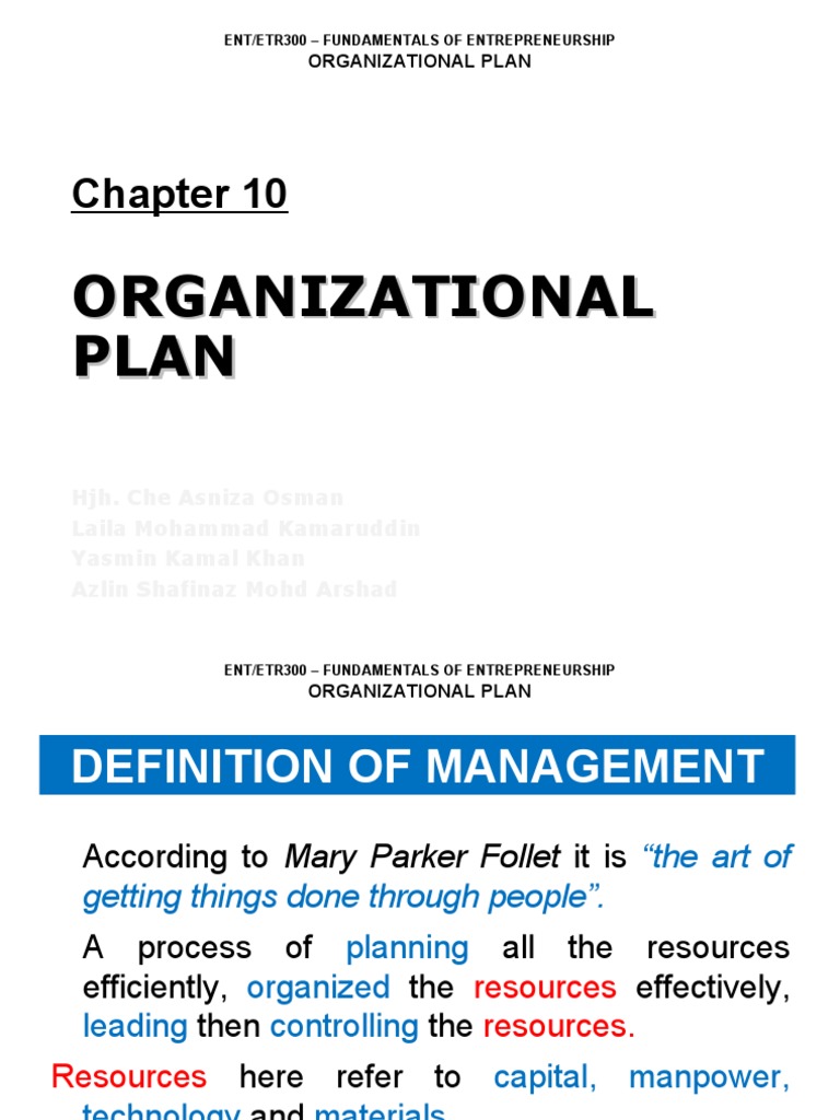 ENT300 - Module10 - ORGANIZATIONAL PLAN | PDF | Entrepreneurship | Goal