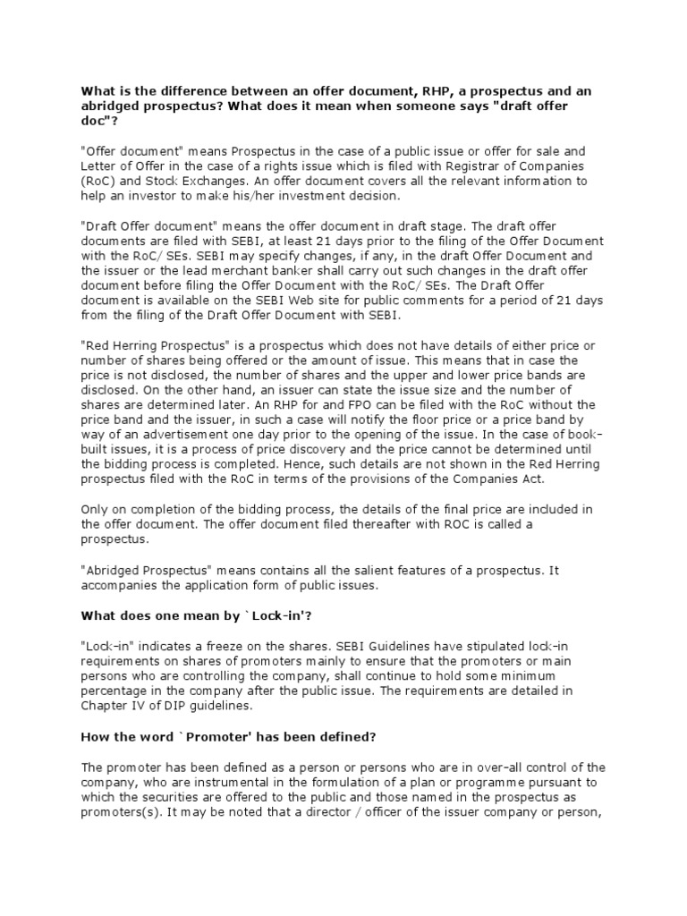 Understanding the Key Documents Involved in a Public Offering: An ...