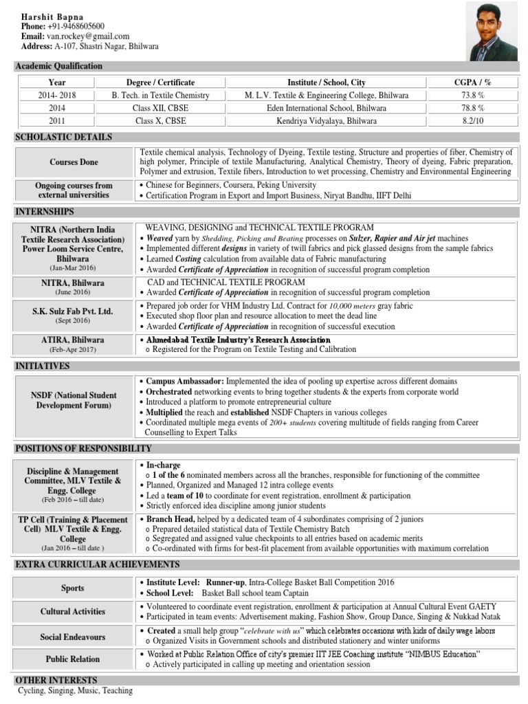 Sample Resume PDF | PDF | Textiles | Nature