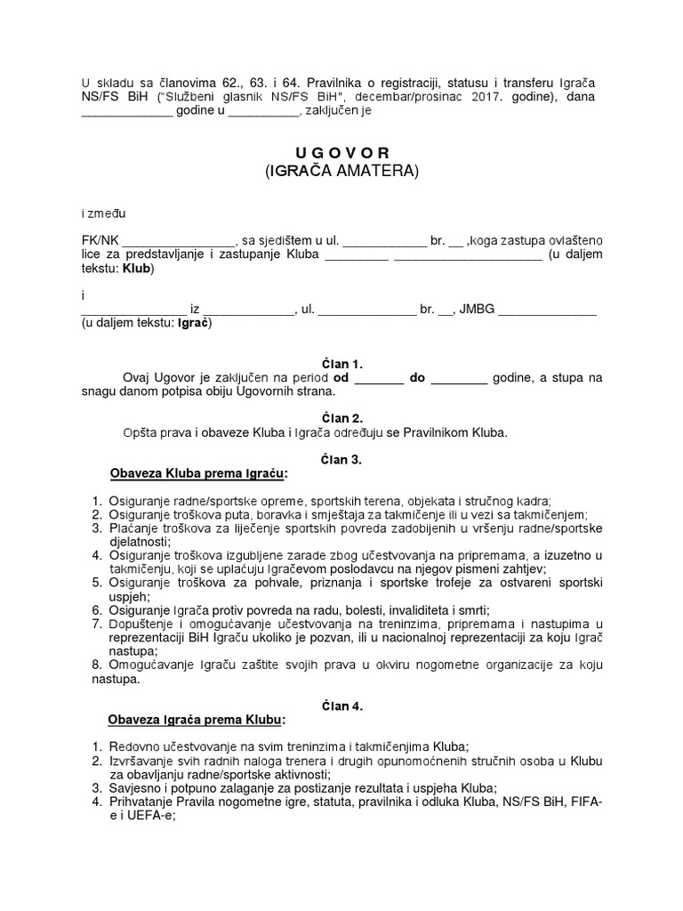 UGOVOR Igraca Amatera-N | PDF