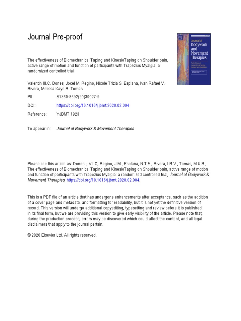 Journal Pre-Proof: Journal of Bodywork & Movement Therapies | PDF ...