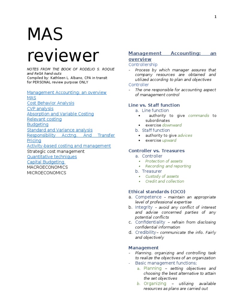 MAS Reviewer Notes by Roque | PDF | Correlation And Dependence ...