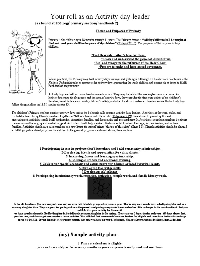 Your Roll As An Activity Day Leader | PDF | Religious Behaviour And ...