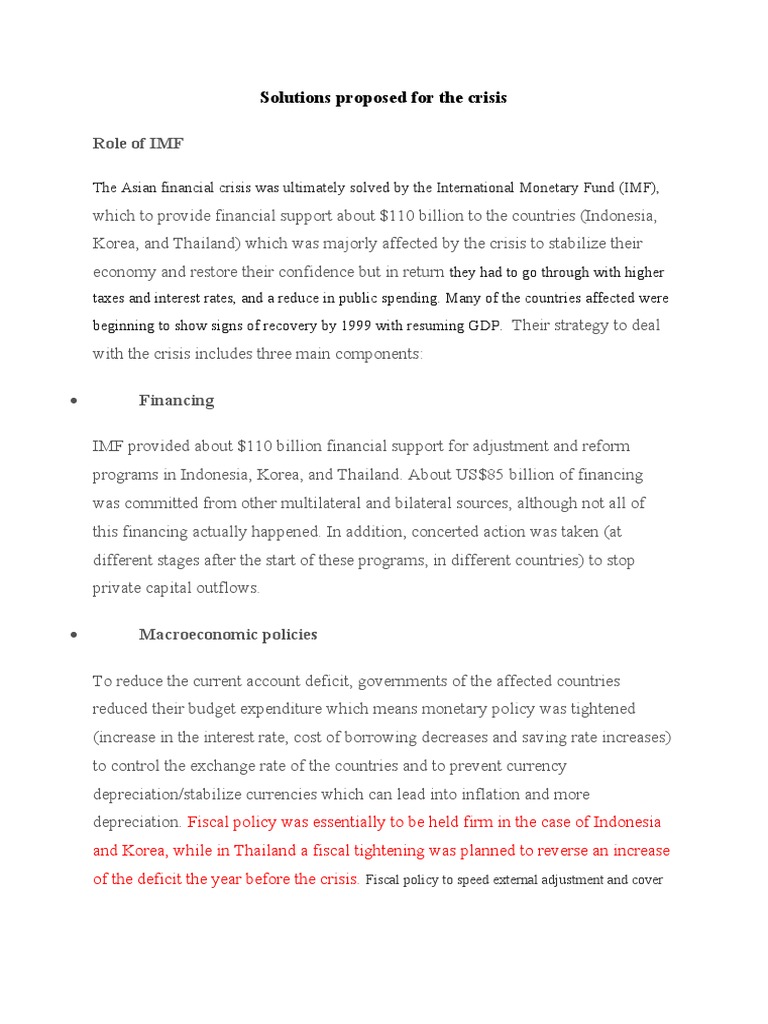 Solutions Rough | PDF | International Monetary Fund | 1997 Asian Financial Crisis