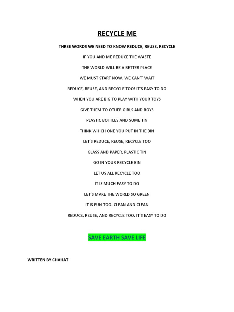 Chahat Recycling Poem | PDF