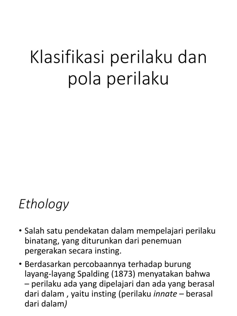 Klasifikasi Perilaku Dan Pola Perilaku PDF | PDF