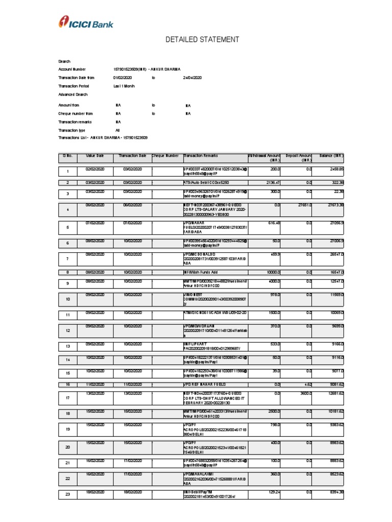 Detailed Statement | PDF | Payments | Banking
