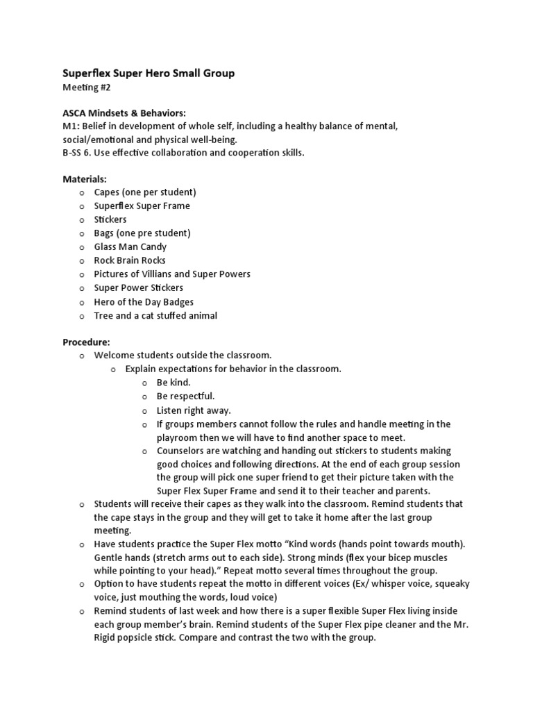 Superflex Super Hero Small Group 2 | PDF