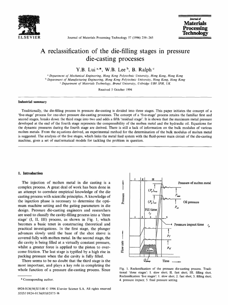 A Reclassification of The Die-Filling Stages in Pressure Die-Casting ...