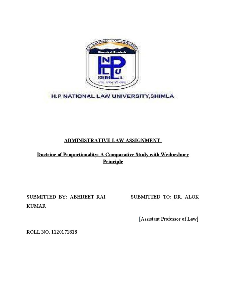Doctrine of Proportionality and Wednesbury Principle Administrative Law ...